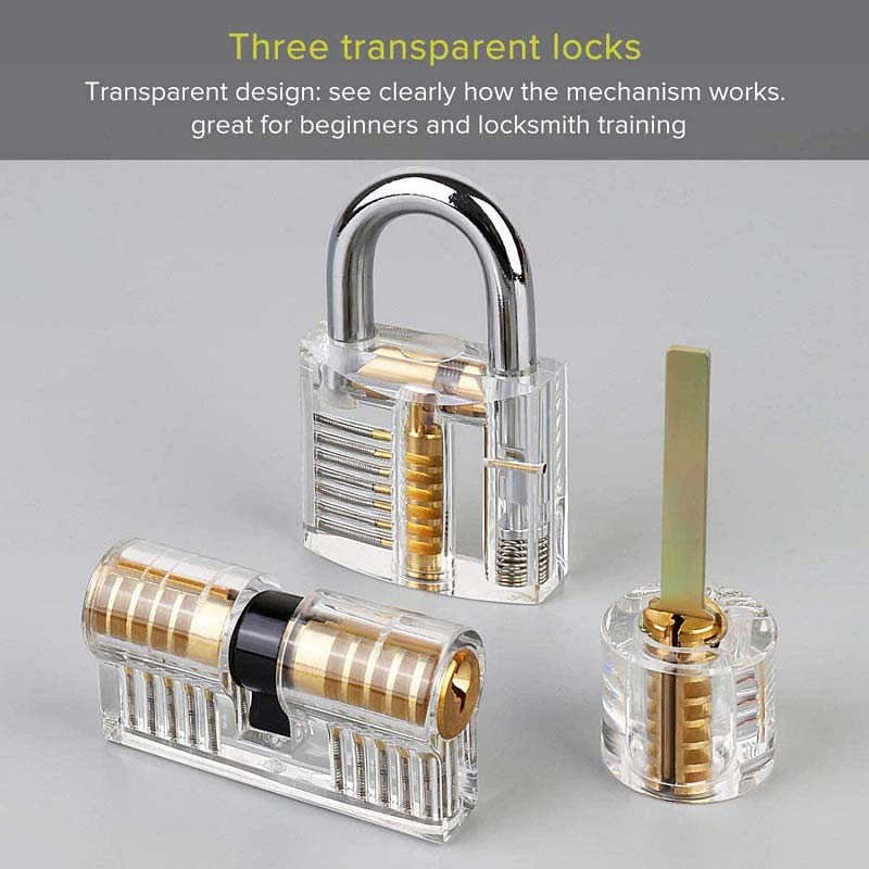 27 Pieces Lock Picking Kit Includes 3 Transparent Practice Locks and 5 ...