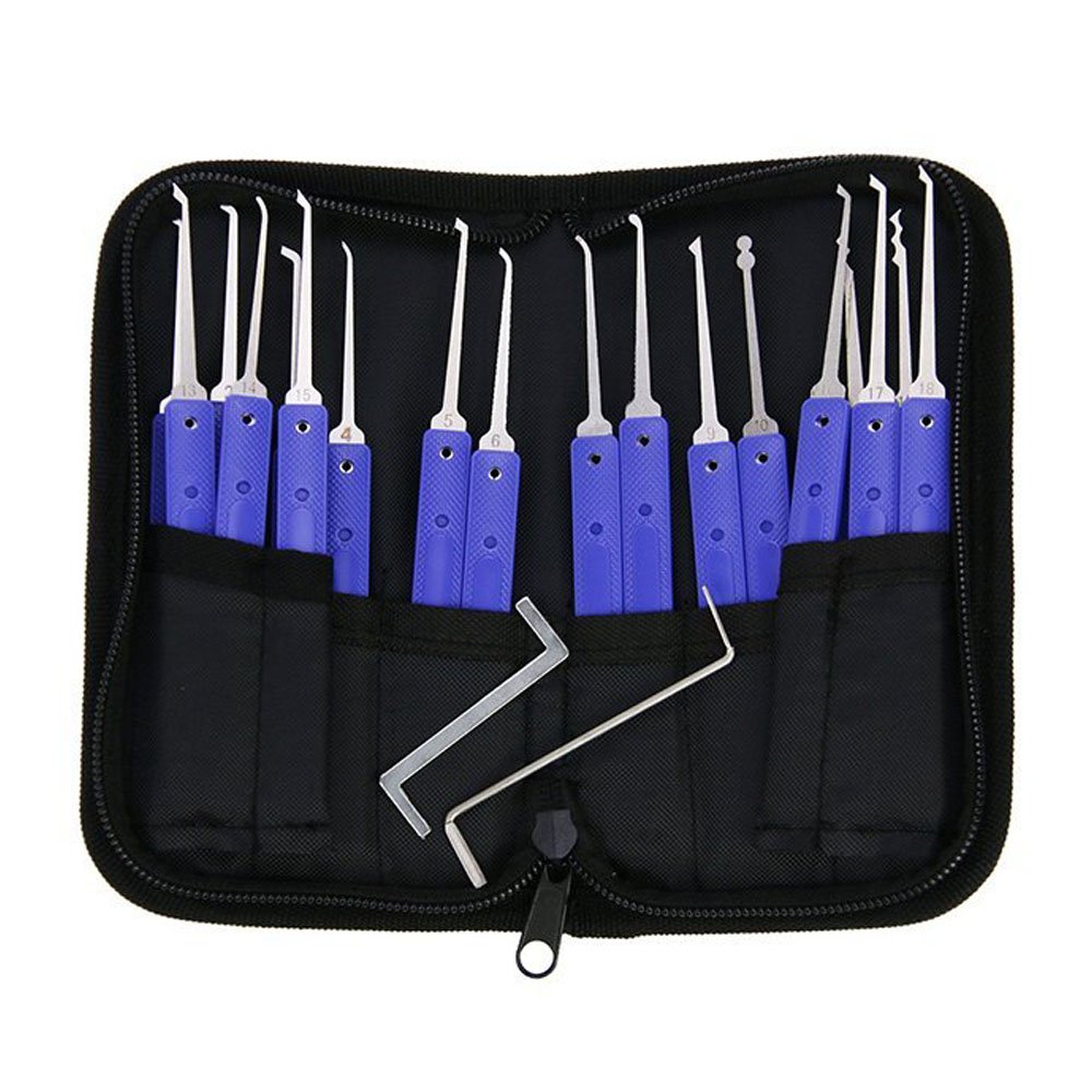 18 Pieces Lock Pick Set, Locksmith Lockpick Tools