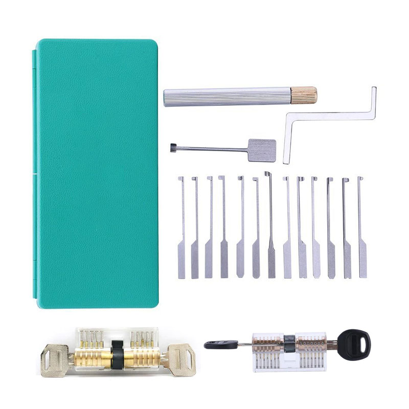 14 Pieces Dimple Lock Pick Set with 2 Pieces Transparent Lock