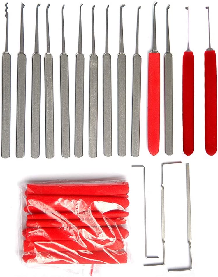 28 Pieces Lock Picking Set with 17 Pieces Lock Picks, 7 Pieces Transparent Practice Locks, 3 ...