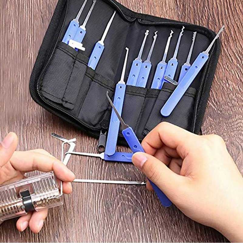 25 Pieces Blue Lock Pick Set Includes 5 Pieces Credit Card Lock Pick Set and 3 Pieces ...