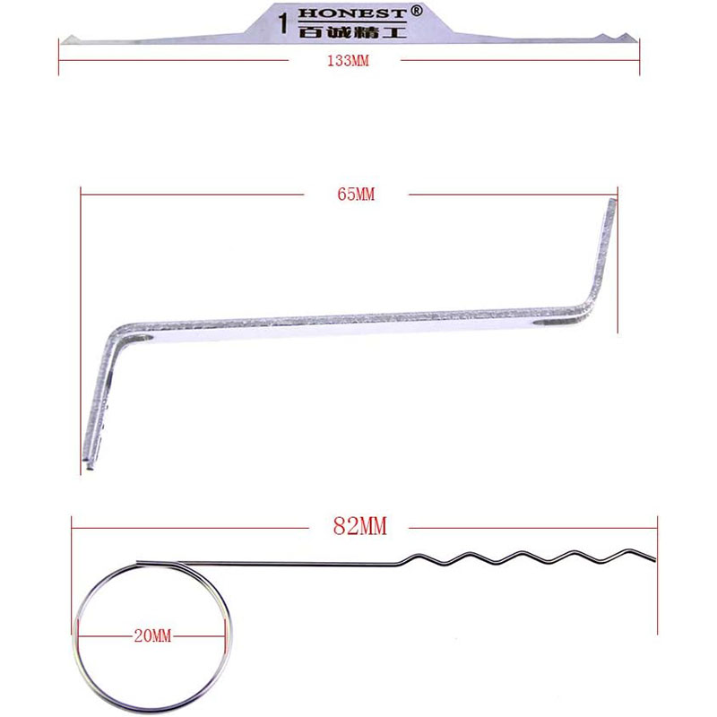 18 Pieces Lock Pick Rake Set includes Transparent Practice Padlock